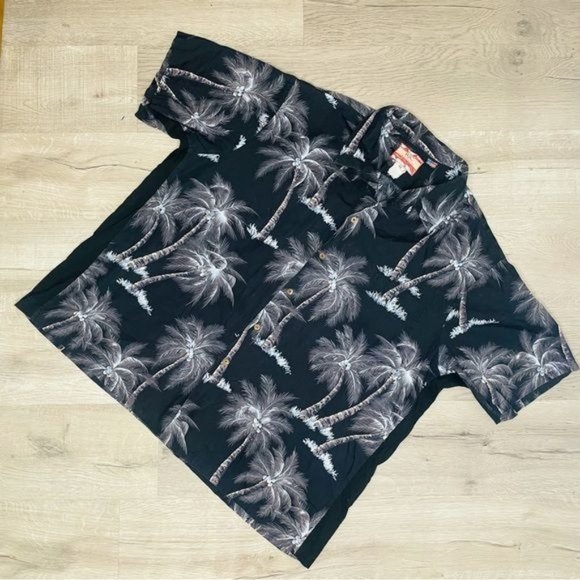 RJC | Shirts | Vintage Rjc Hawaiian Shirt Blue With Palm Trees 3x4x ...